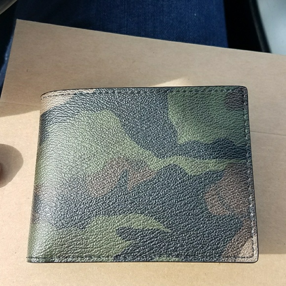 Coach | Bags | Nwt Coach Slim Billfold Signature Camo Wallet | Poshmark